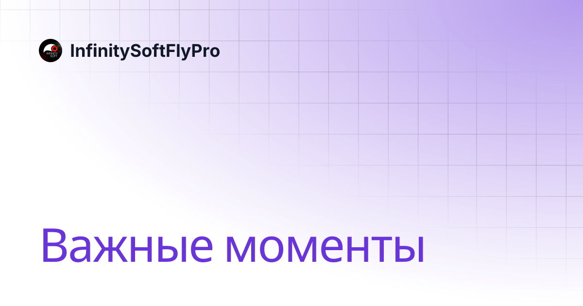 Важные моменты | InfinitySoftFlyPro